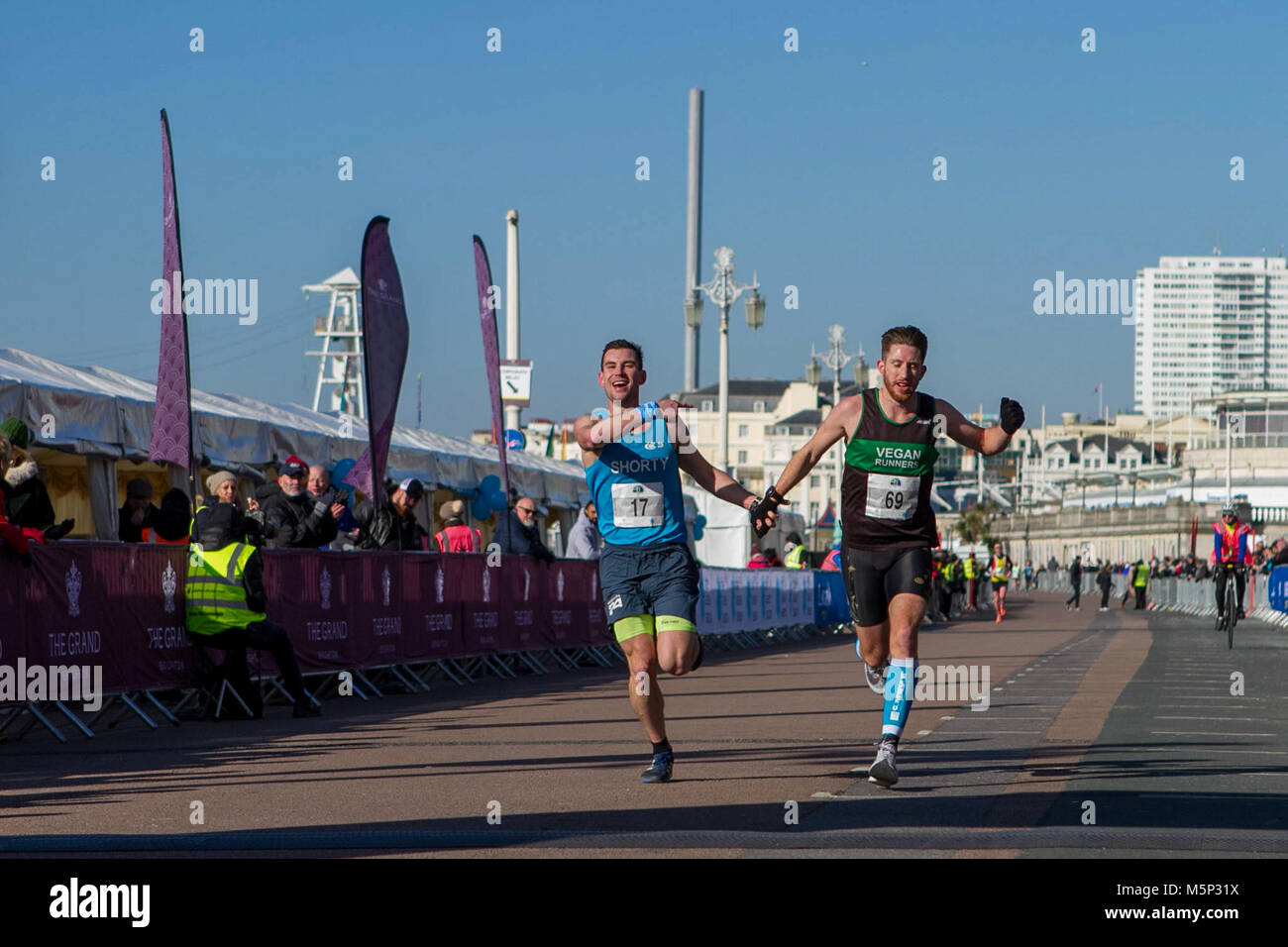Thousands of runners join the Brighton 2018 Half Marathon. Athletes ...