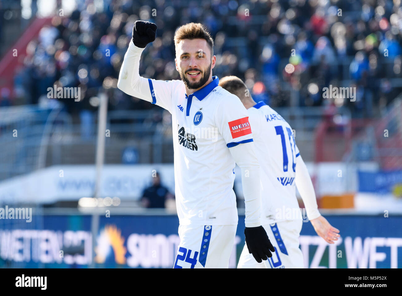 Karlsruhe, Deutschland. 25th Feb, 2018. jubilation bei Fabian ...