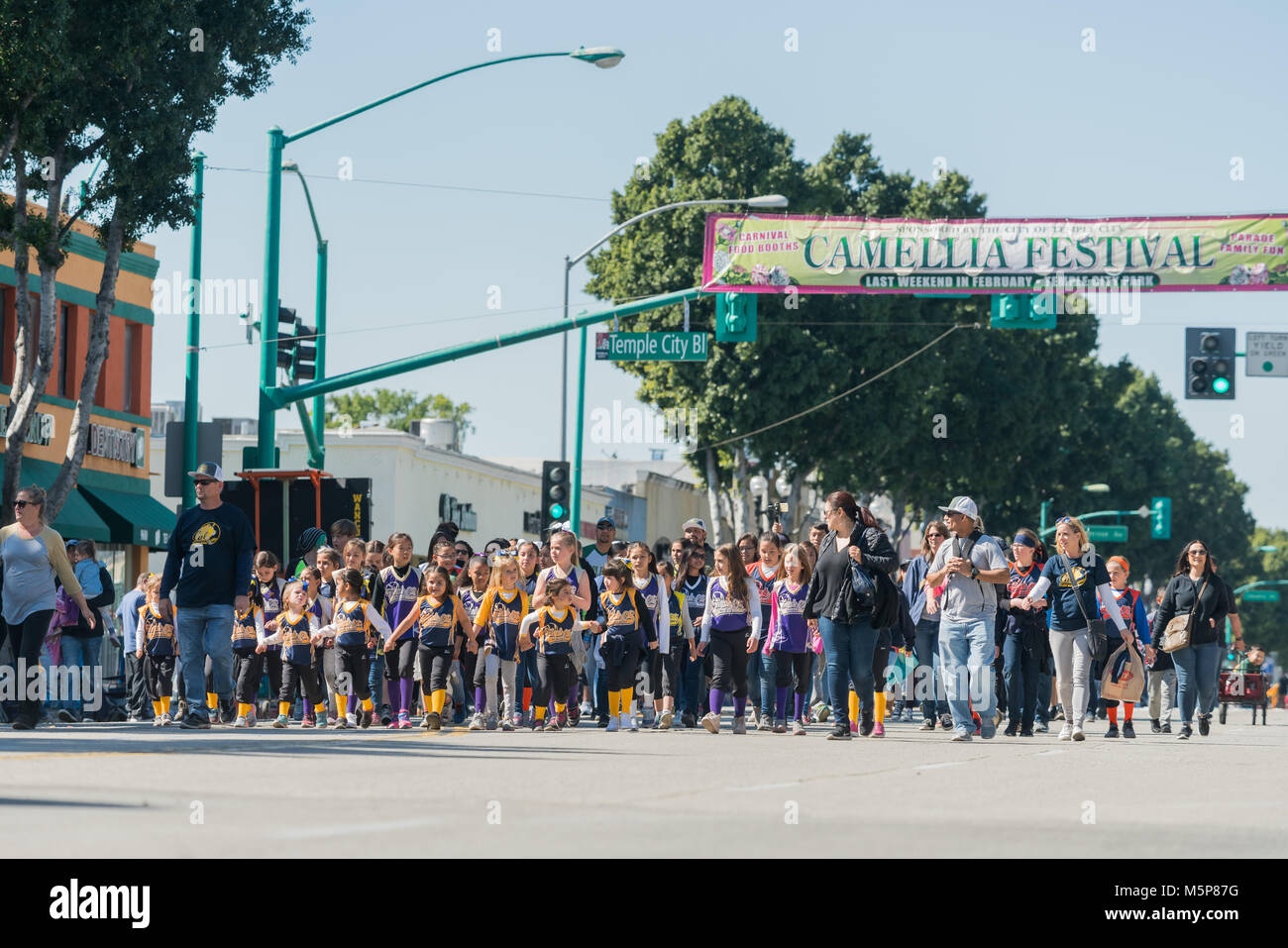 Temple City, Los Angeles, USA. 24th February, 2018. Marching band ...