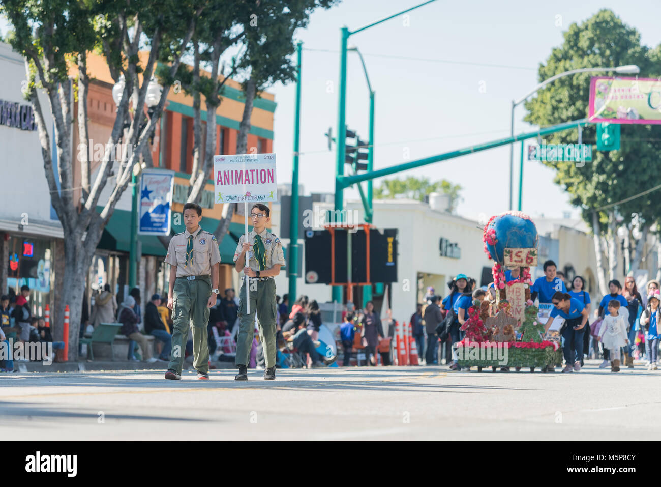 Temple City, Los Angeles, USA. 24th February, 2018. Marching band ...