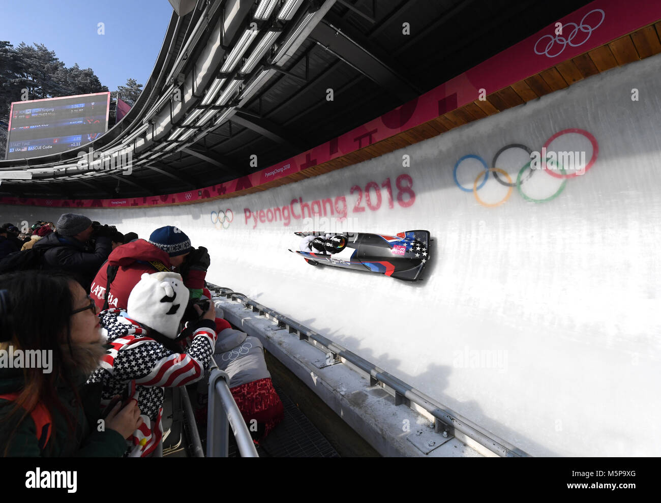 25 Febuary 2018, South Korea, Pyeongchang, Olympics, Bobsleigh, four ...
