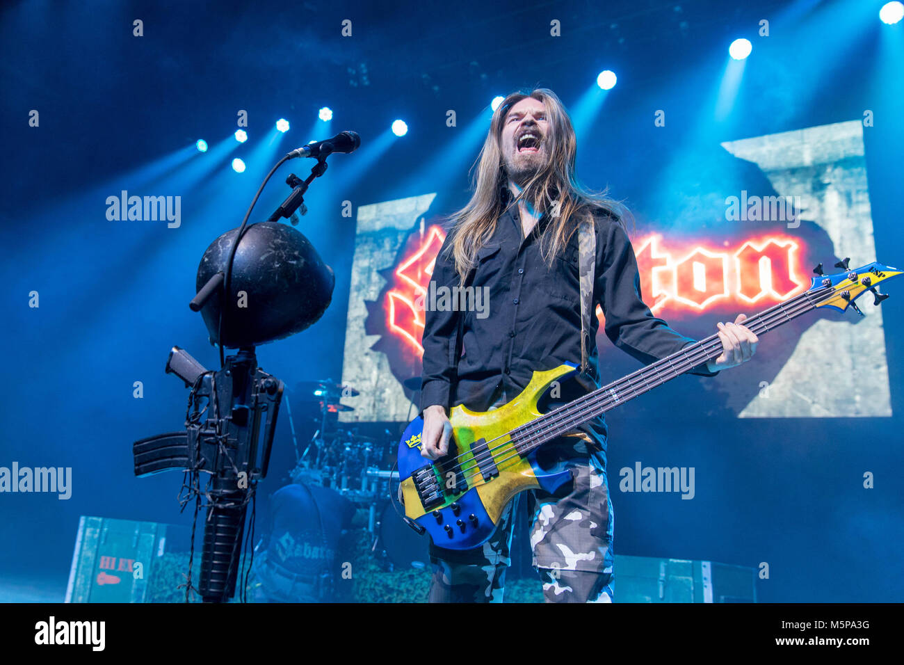 Madison, Wisconsin, USA. 24th Feb, 2018. PAR SUNDSTROM of Sabaton ...