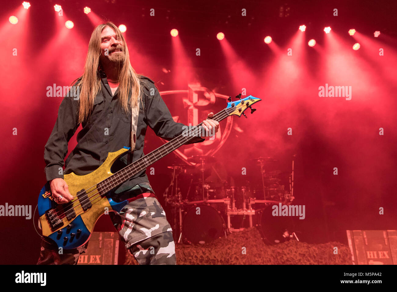 Madison, Wisconsin, USA. 24th Feb, 2018. PAR SUNDSTROM of Sabaton ...