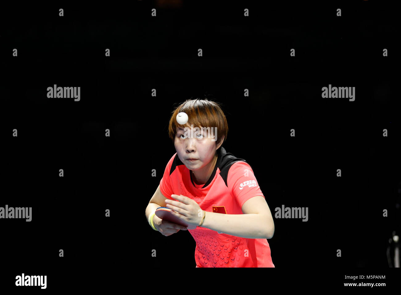 London, UK. 24th Feb, 2018. Zhu YULING of China during ITTF Team World ...