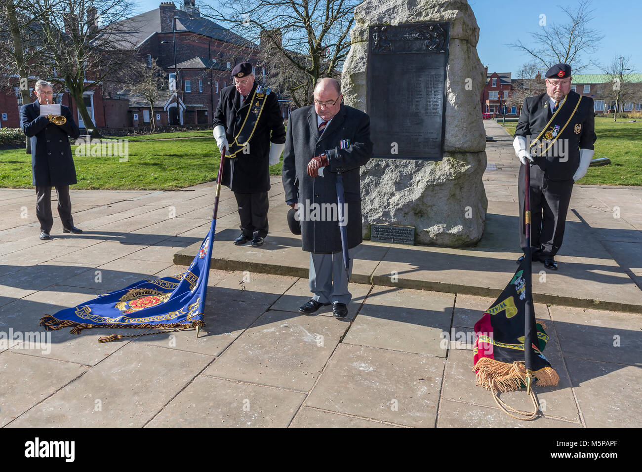 Warrington, Cheshire, UK. 25 Feb, 2018. The Cornet player plays The ...