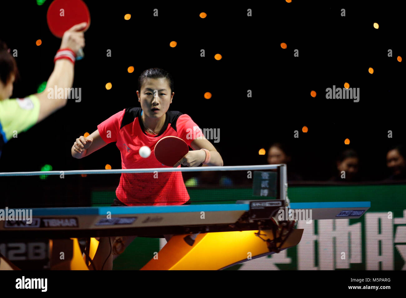 London, UK. 24th Feb, 2018. DING Ning of China during ITTF Team World ...