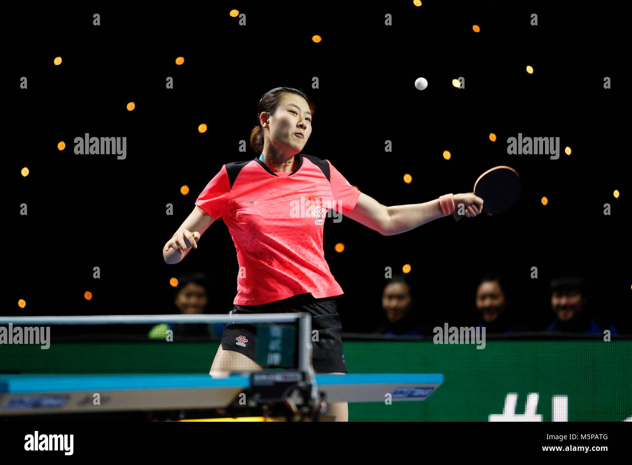 London, UK. 24th Feb, 2018. DING Ning of China during ITTF Team World ...