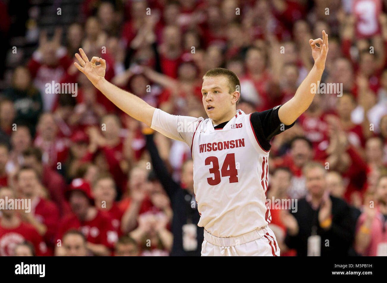 Madison, WI, USA. 25th Feb, 2018. Wisconsin Badgers guard Brad Davison ...
