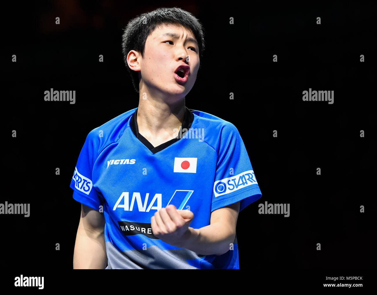 London, UK. 25th Feb, 2018. Tomokazu Harimoto of Japan during ...