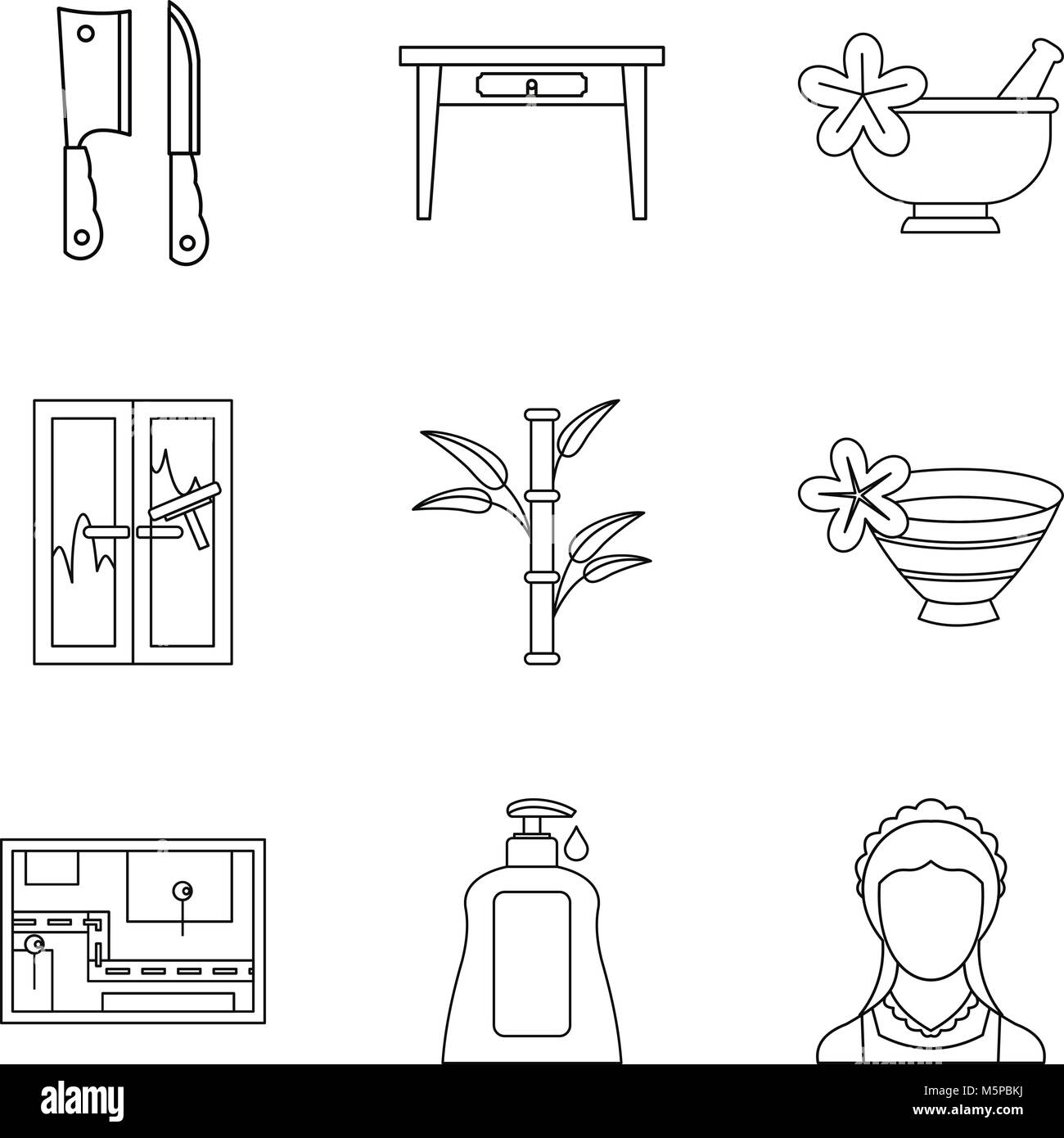 Hospitality management icons set, outline style Stock Vector Image ...