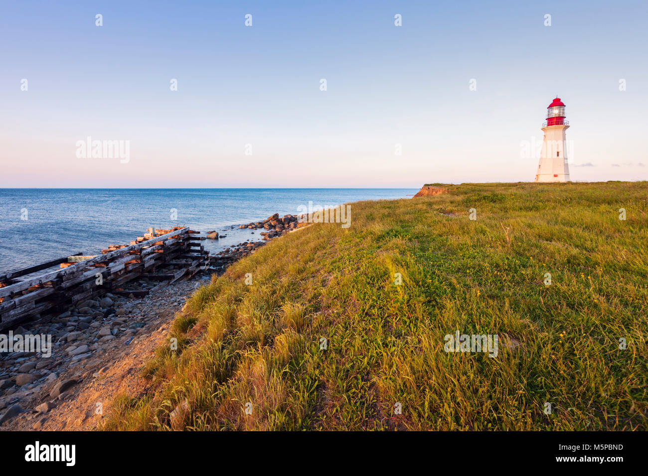 Low Point Lighthouse in Nova Scotia. Nova Scotia, Canada Stock Photo ...