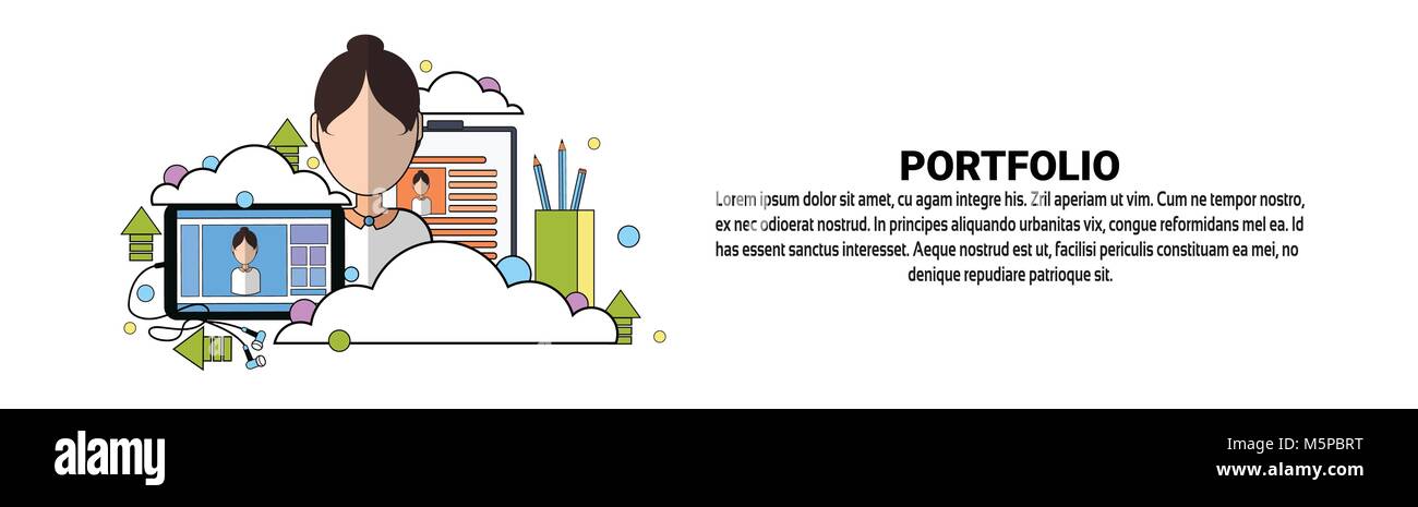 Designer Portfolio Of Works Concept Horizontal Banner With Copy Space ...