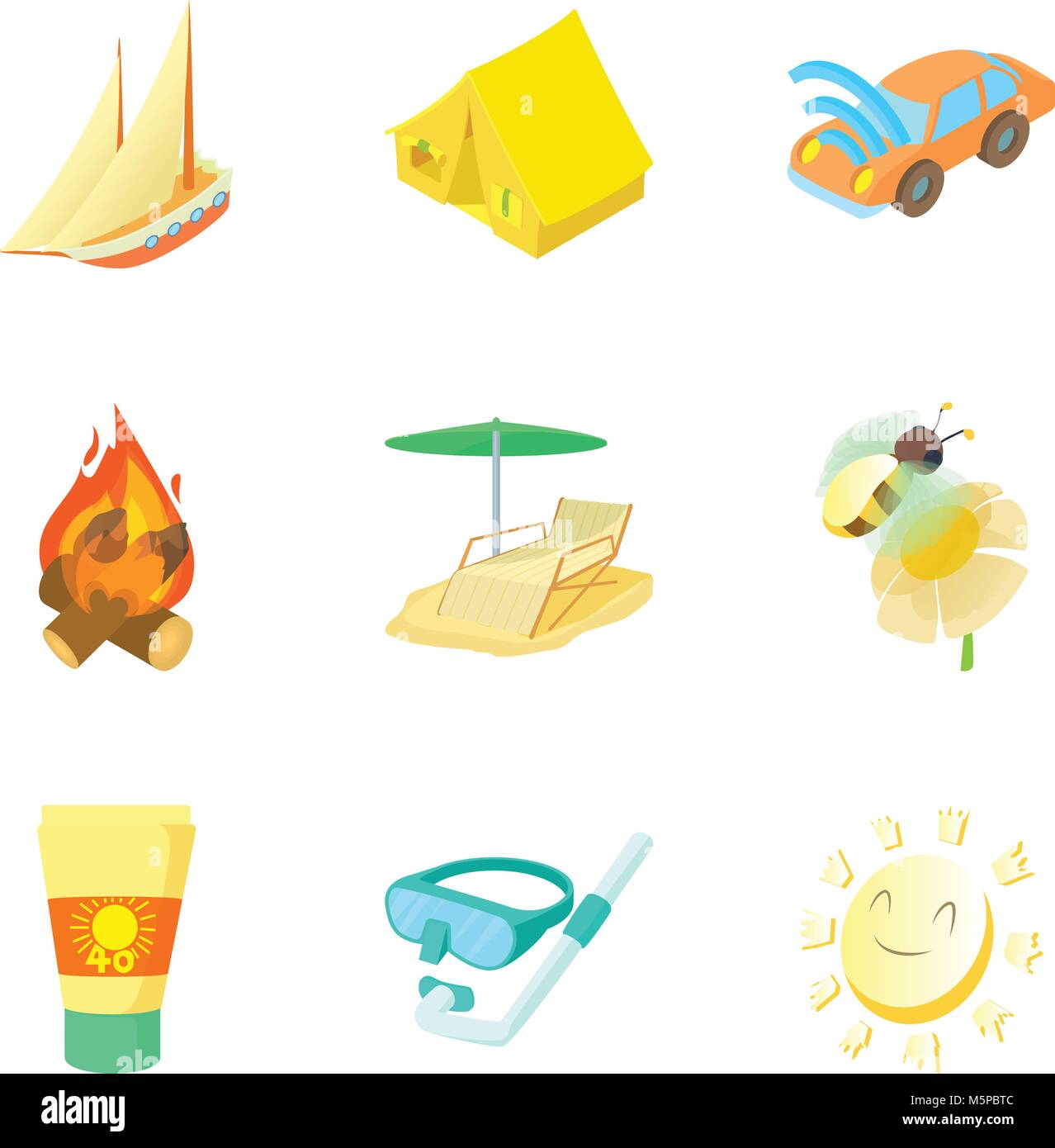 Warm summer icons set, cartoon style Stock Vector Image & Art - Alamy