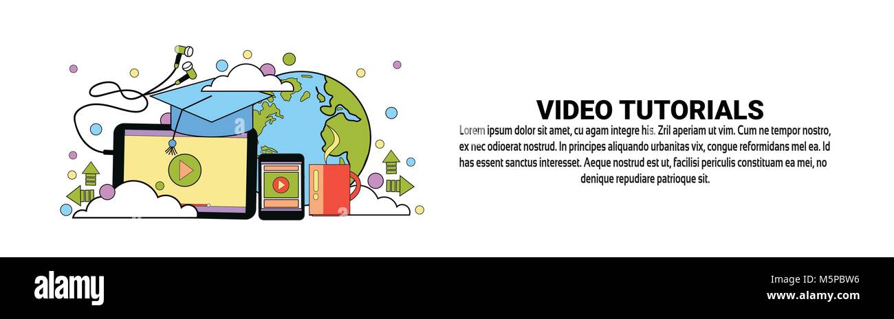 Video Tutorial Concept Horizontal Banner With Copy Space Stock Vector ...