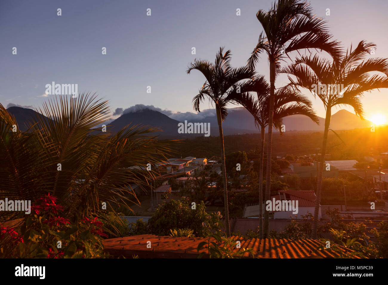 Volcanos of Cerro Verde National Park seen from Juayua. Juayua ...