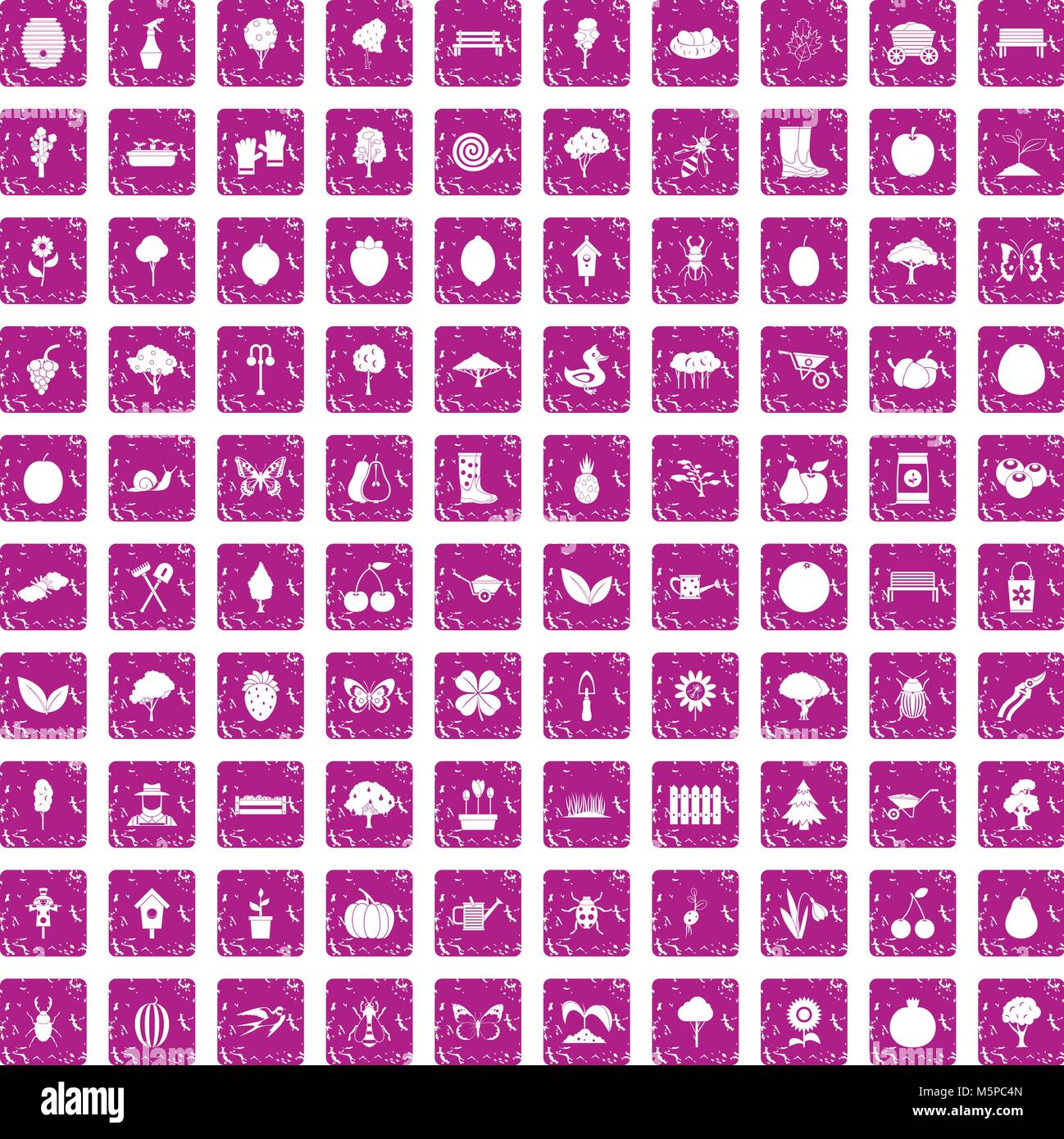 100 gardening icons set grunge pink Stock Vector Image & Art - Alamy