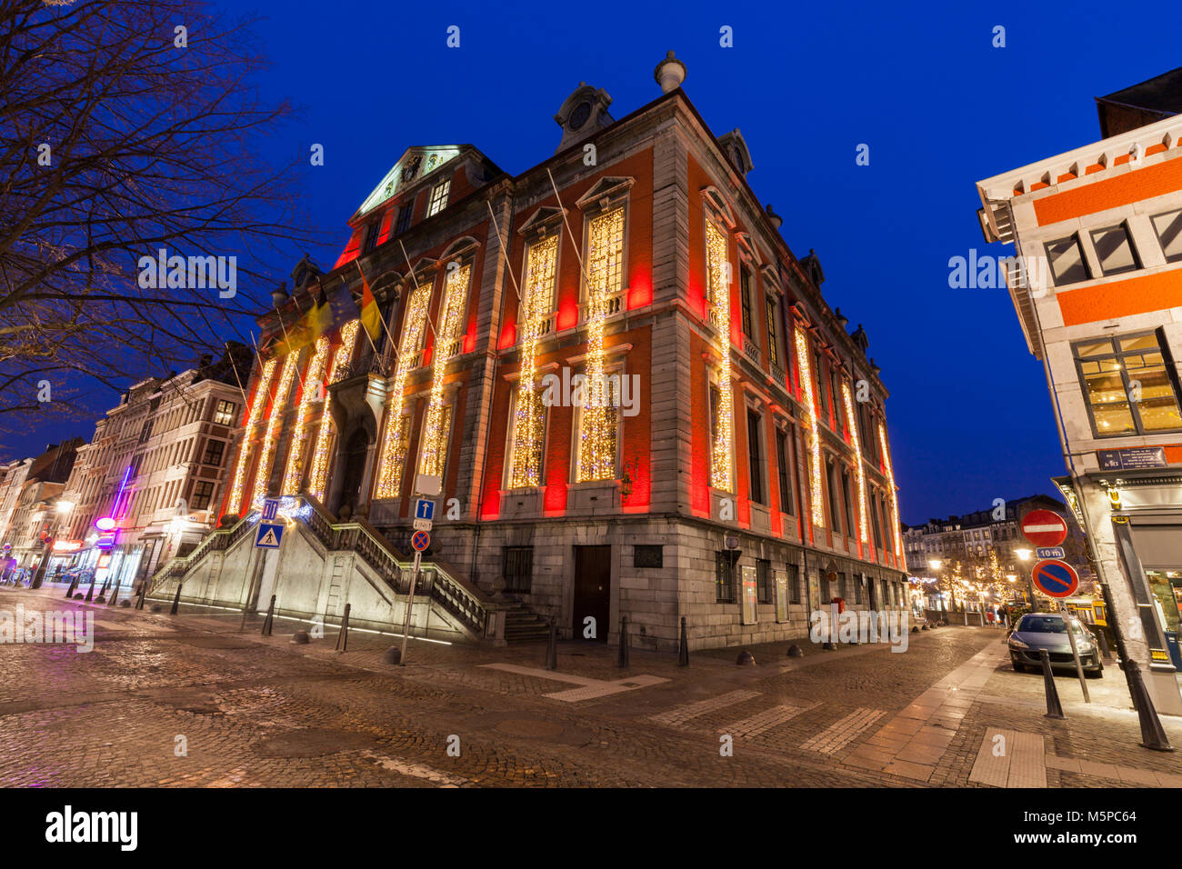 Liege city hall at night. Liege, Wallonia, Belgium Stock Photo - Alamy