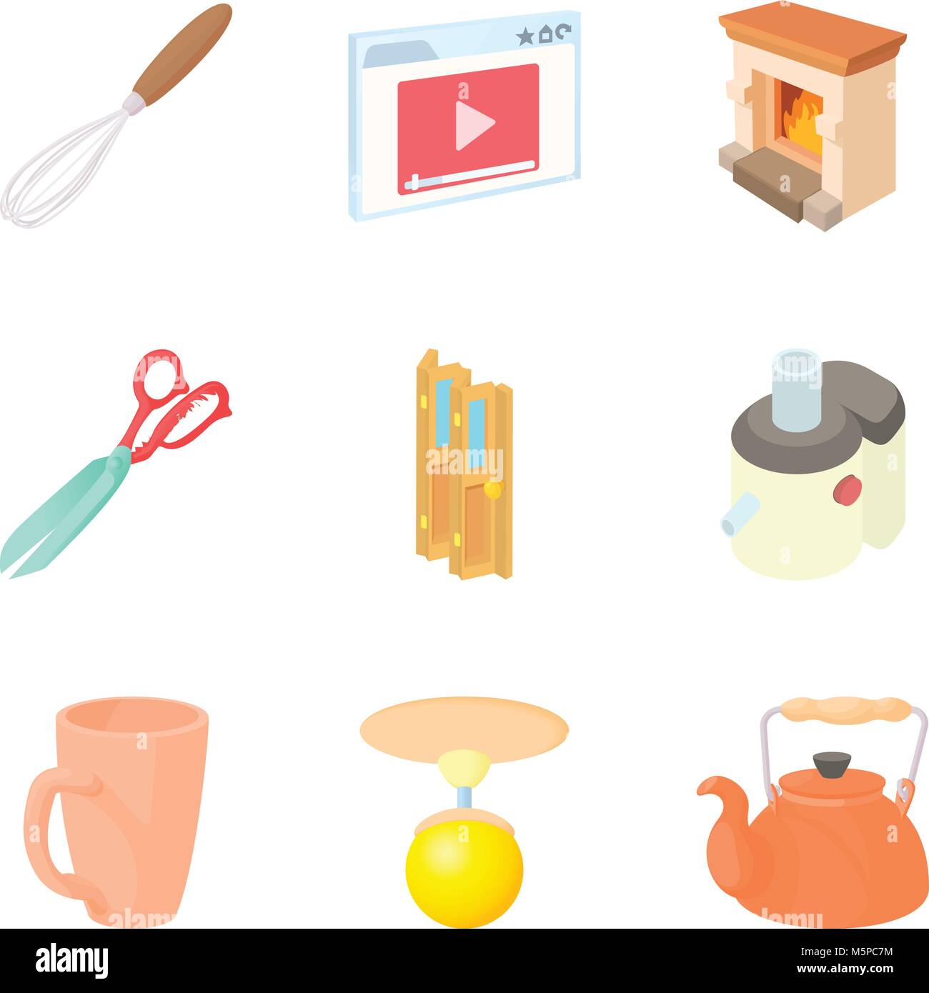 Residential block icons set, cartoon style Stock Vector Image & Art - Alamy