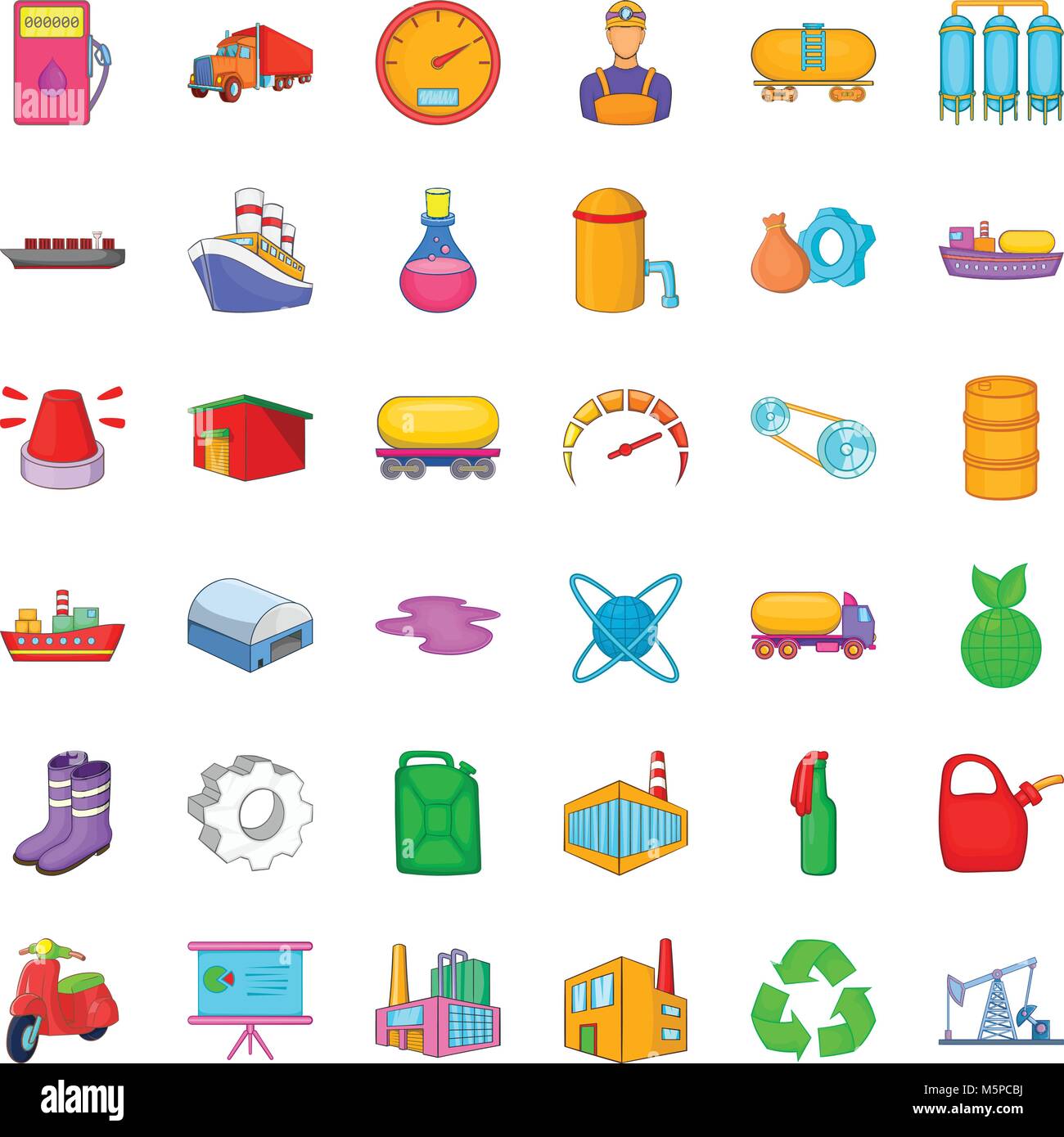 Petrochemical industry icons set, cartoon style Stock Vector Image ...