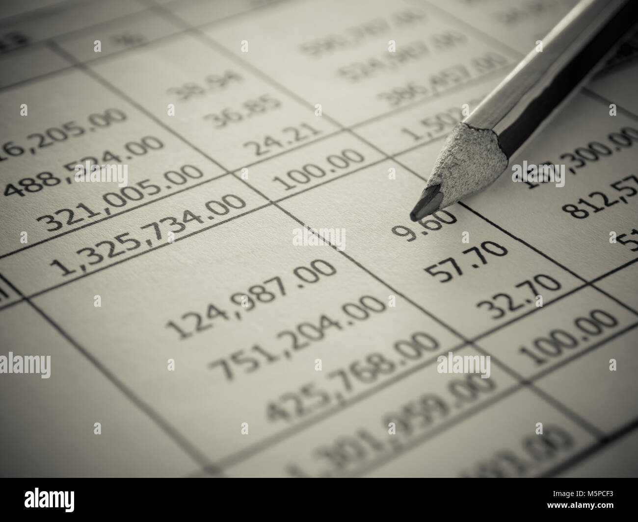 closeup summary report with pencil. selective focus Stock Photo - Alamy
