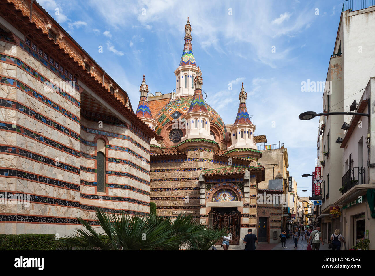 Parish Church of Sant Roma in Lloret de Mar town center in Catalonia ...