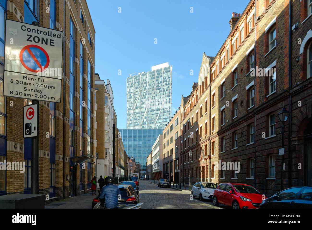 Broadgate Tower viewed from Folgate Street, City of London England UK ...
