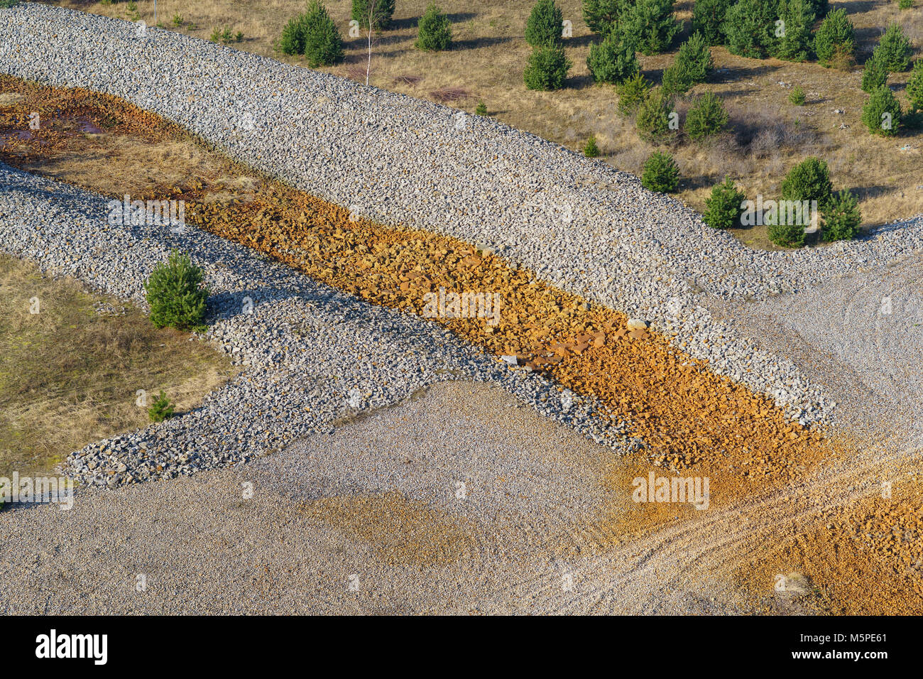 Dry riverbed of rubble and stone. View from above Stock Photo - Alamy
