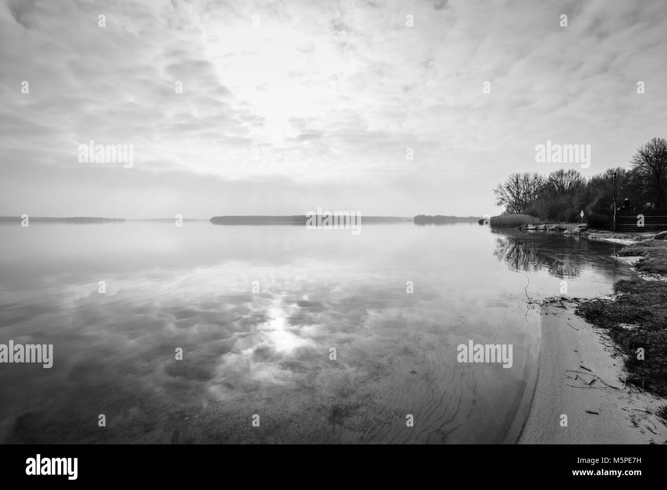 Early morning lake view Black and White Stock Photos & Images - Alamy