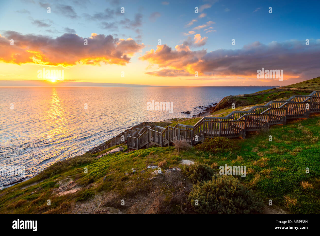 Hallett Cove park boardwalk at sunset, South Australia Stock Photo - Alamy