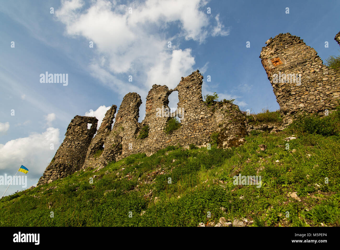 The ruins of the castle in Hust, Transcarpathia, Ukraine Stock Photo ...