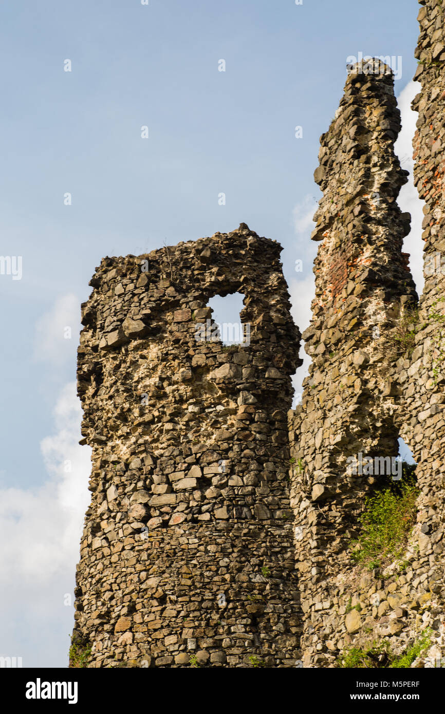 The ruins of the castle in Hust, Transcarpathia, Ukraine Stock Photo ...