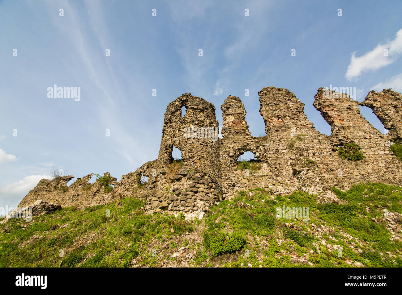 The ruins of the castle in Hust, Transcarpathia, Ukraine Stock Photo ...