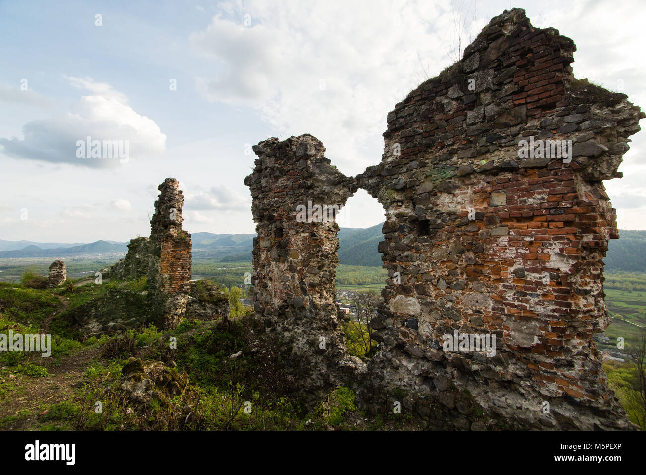 The ruins of the castle in Hust, Transcarpathia, Ukraine Stock Photo ...