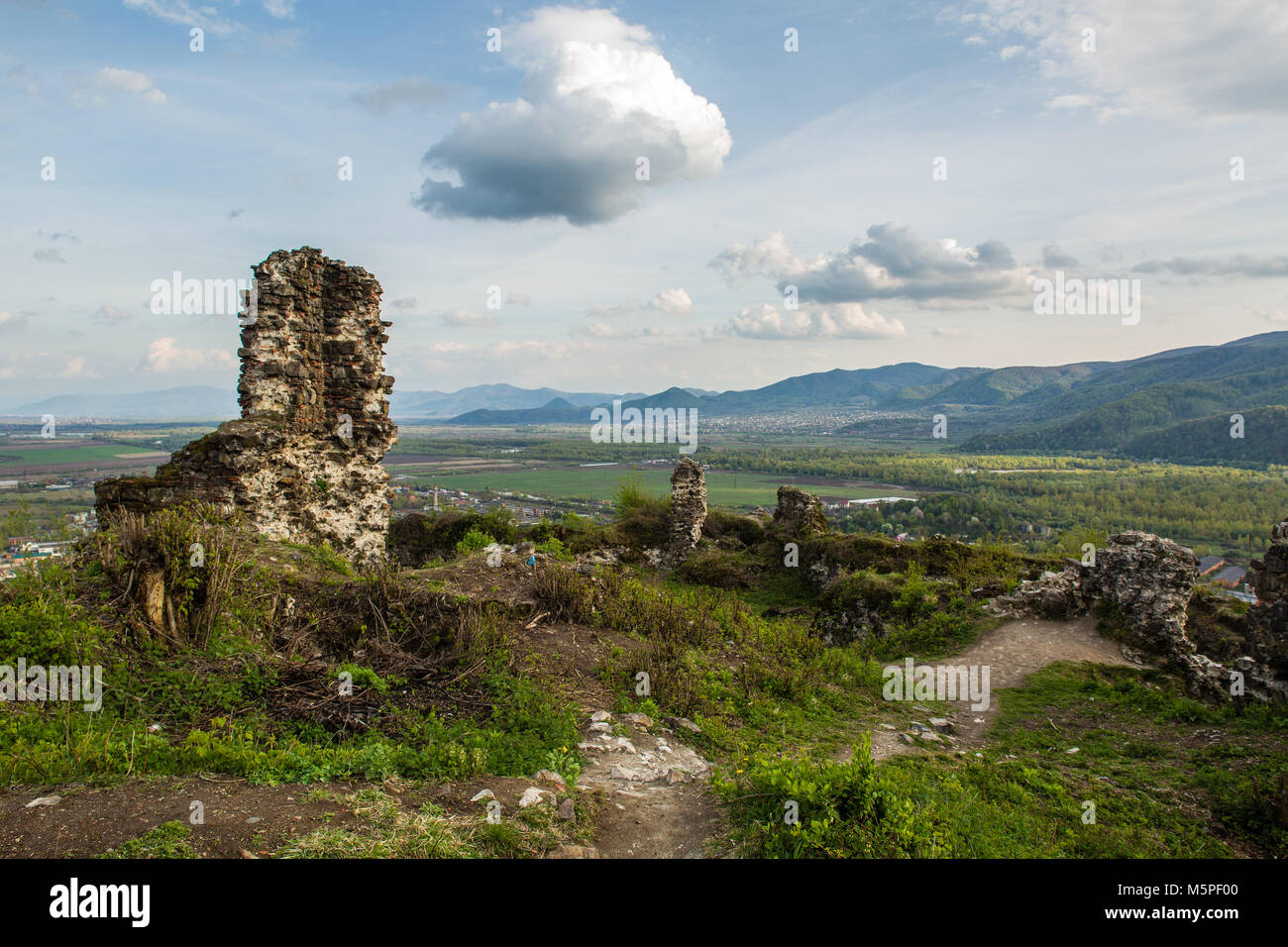 The ruins of the castle in Hust, Transcarpathia, Ukraine Stock Photo ...