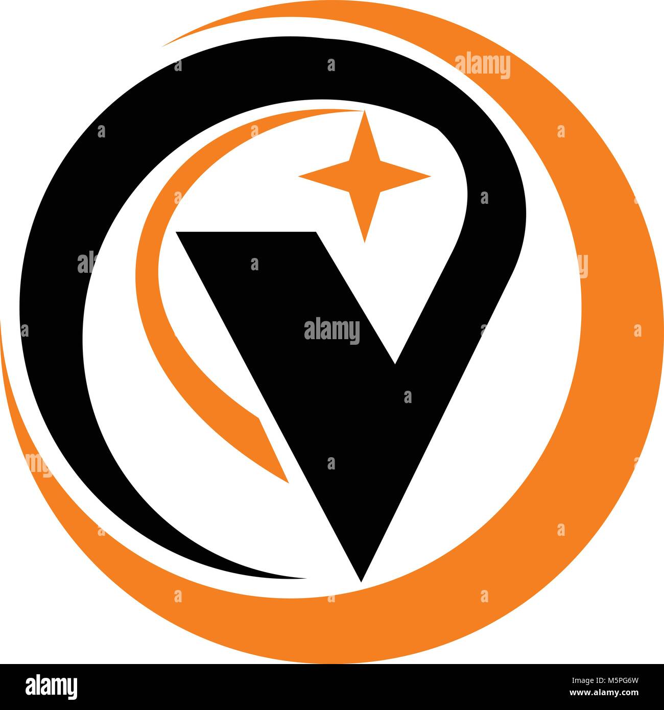 Letter V with Star Stock Vector Image & Art - Alamy