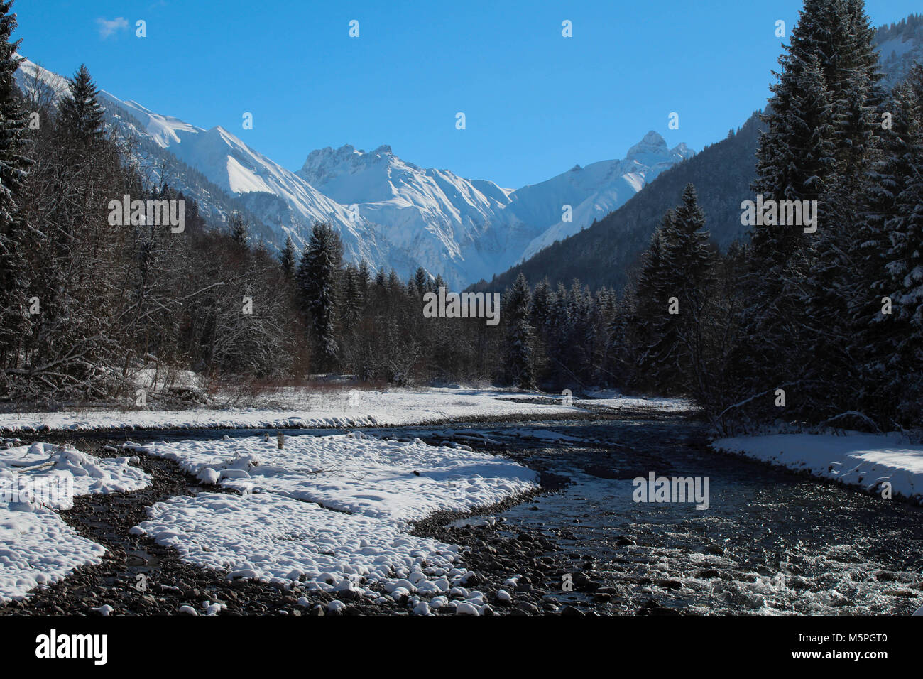 The beautiful landscape of the german alps near Oberstdorf and ...