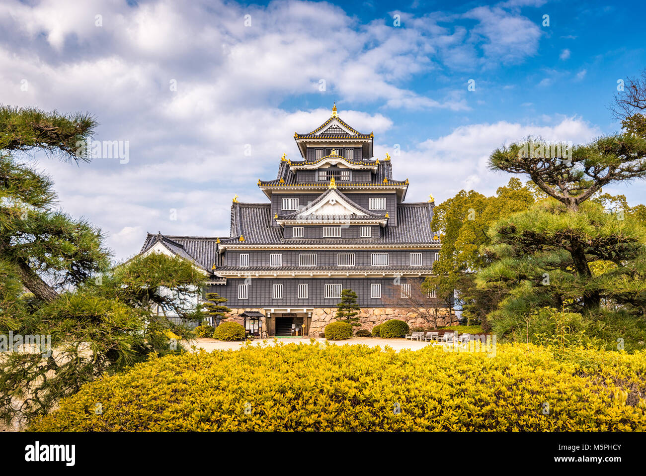 Okayama, Japan at Okayama Castle. (sign reads: "Okayama Castle Stock ...