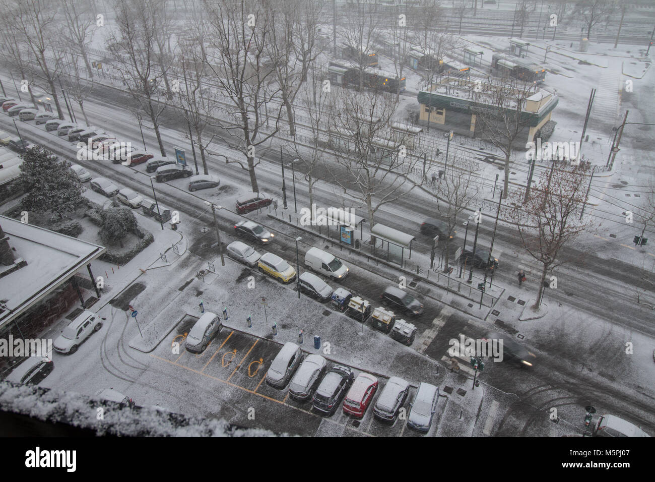 Snow storm called Buran in Italy Stock Photo - Alamy