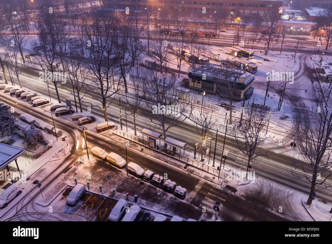 Snow storm called Buran in Italy Stock Photo - Alamy