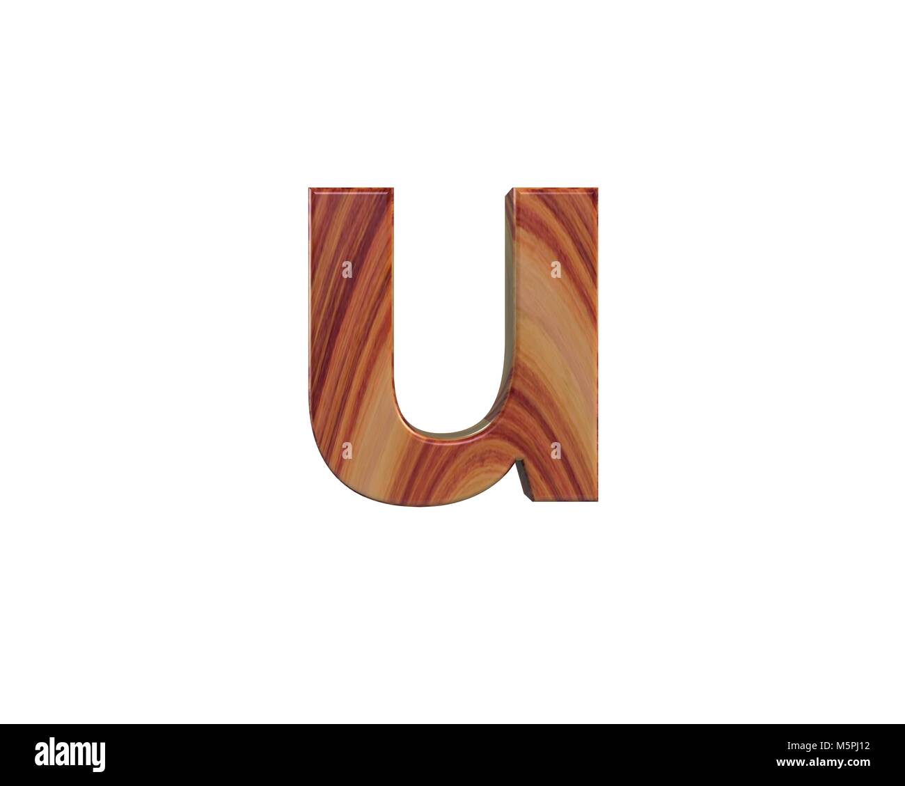 3D rendering Font satin finished rosewood endgrain lowercase u Stock ...