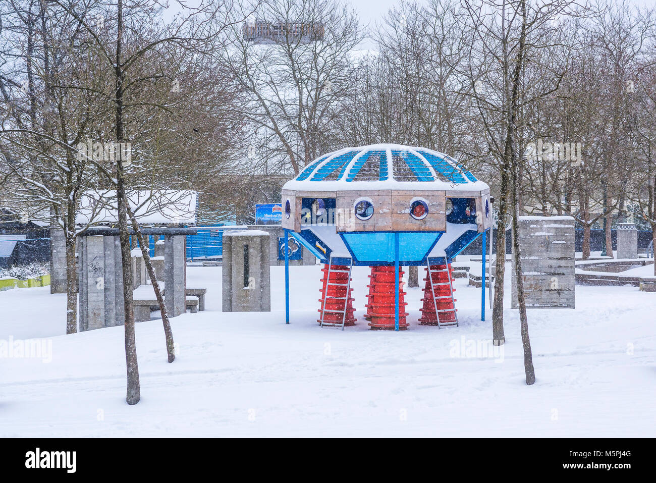 Alien space ship playground feature, Hastings Park, Vancouver, British ...