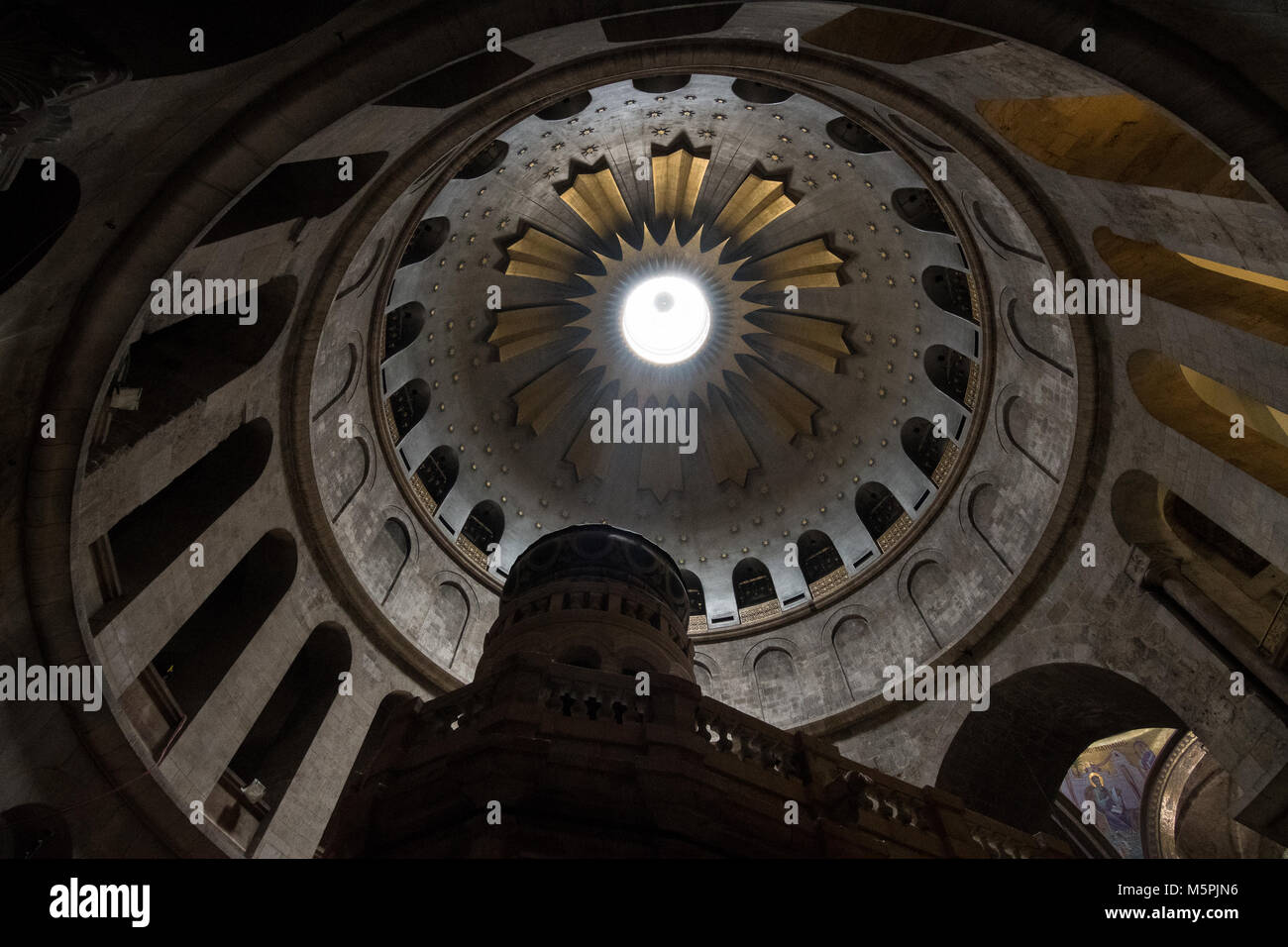 The Rotunda dome and Aedicule inside the Church of the Holy Sepulchre ...