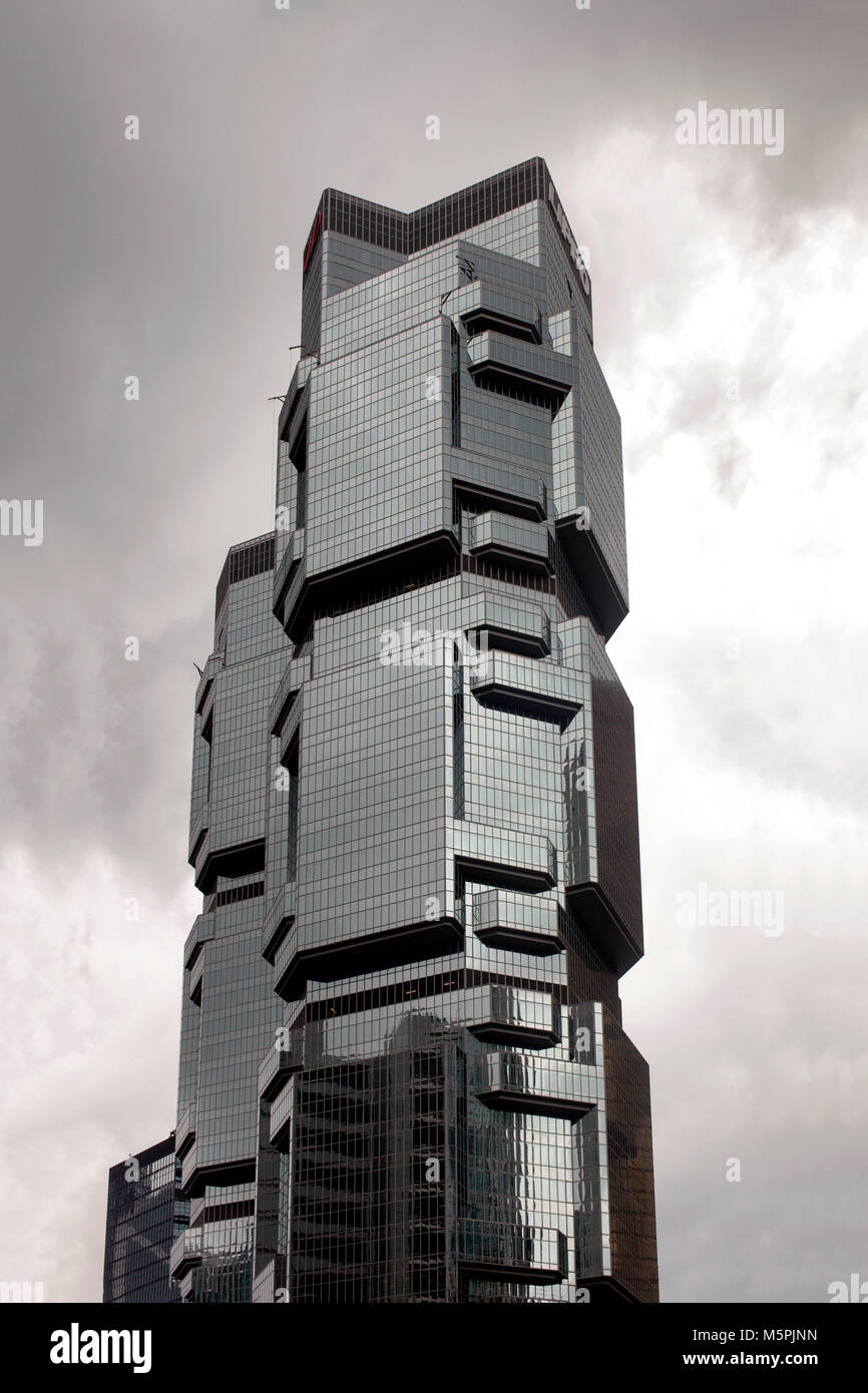 A modern geometric glass building skyscraper in Hong Kong, China Stock ...