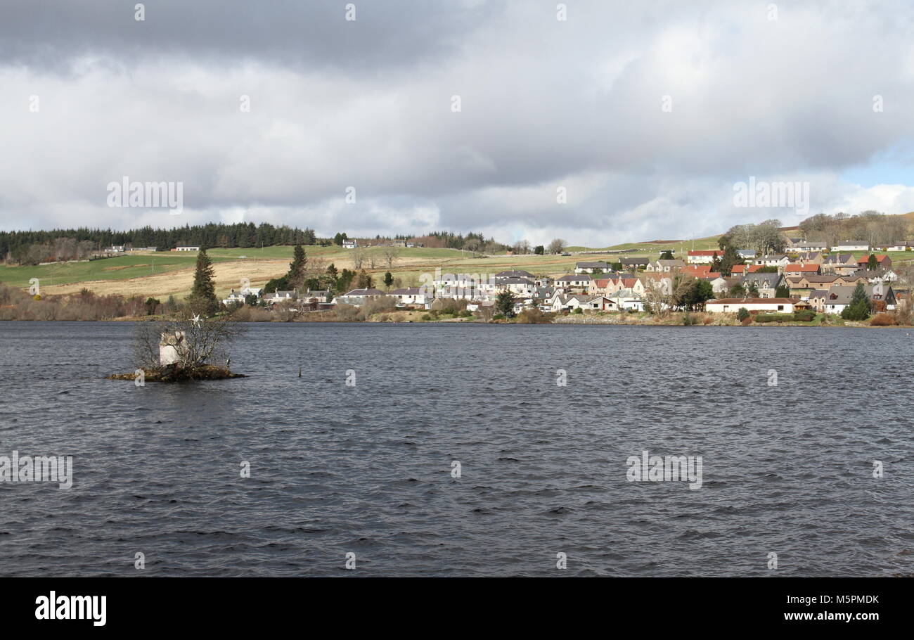 Wee House or Broons house on small island in Loch Shin Lairg Scotland ...