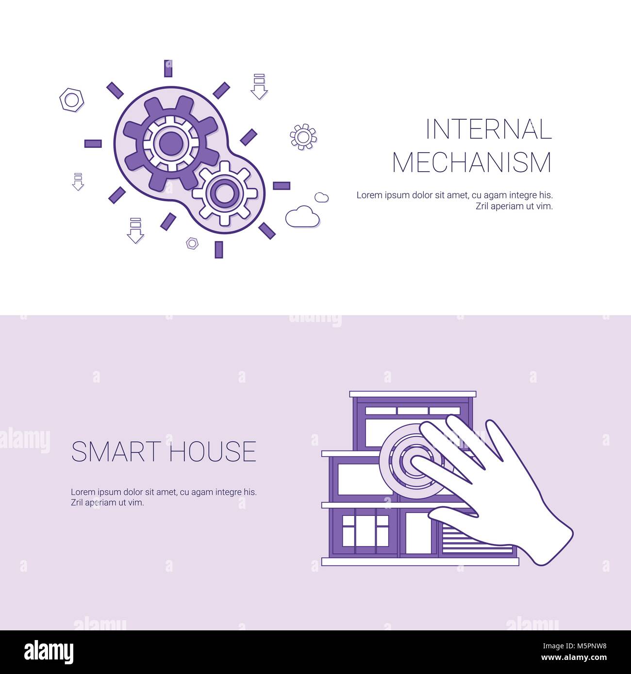 Internal Mechanism And Smart House Concept Template Web Banner With ...