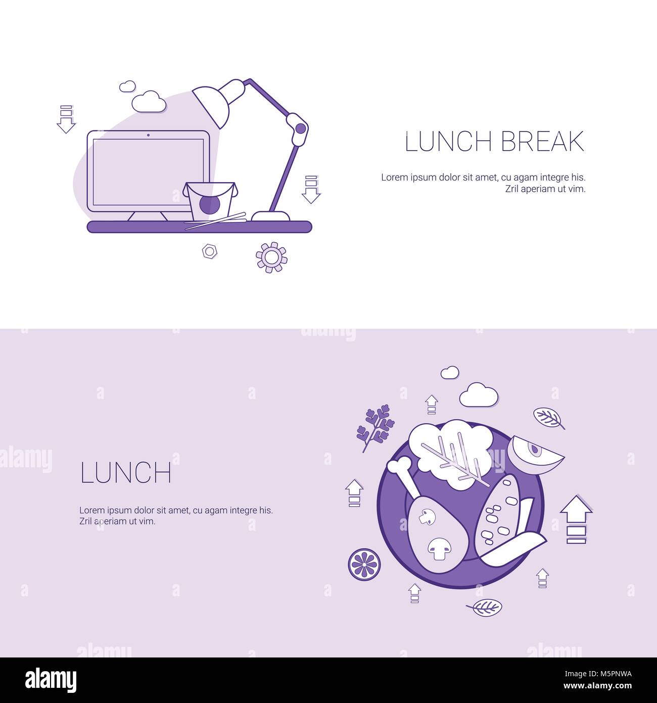 Lunch Break Concept Template Set Web Banner With Copy Space Stock ...
