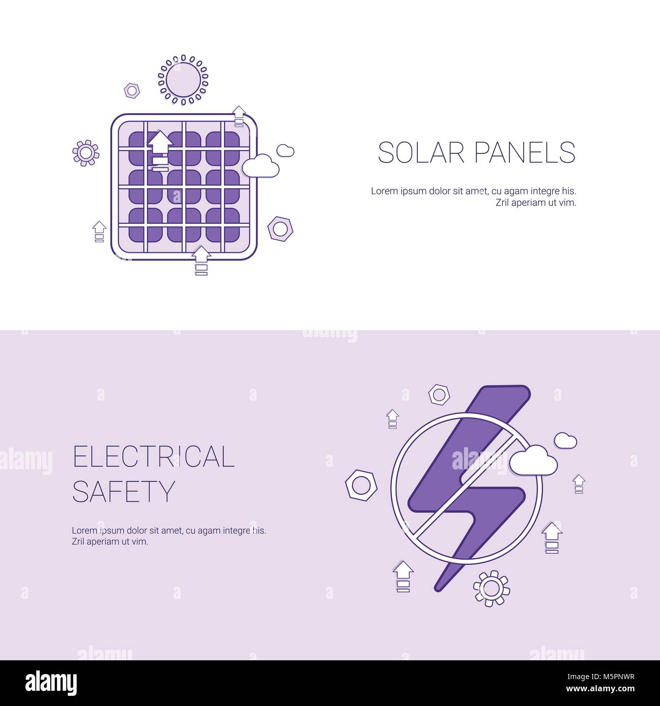 Solar Panels And Electricial Safety Concept Template Web Banner With ...