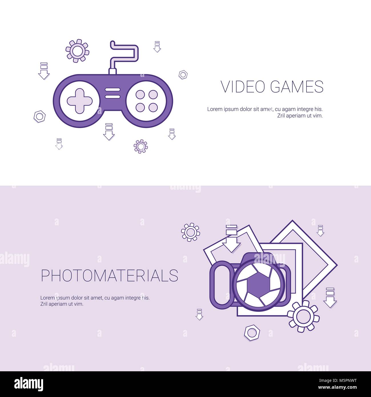 Video Games And Photo Materials Concept Template Web Banner With Copy ...