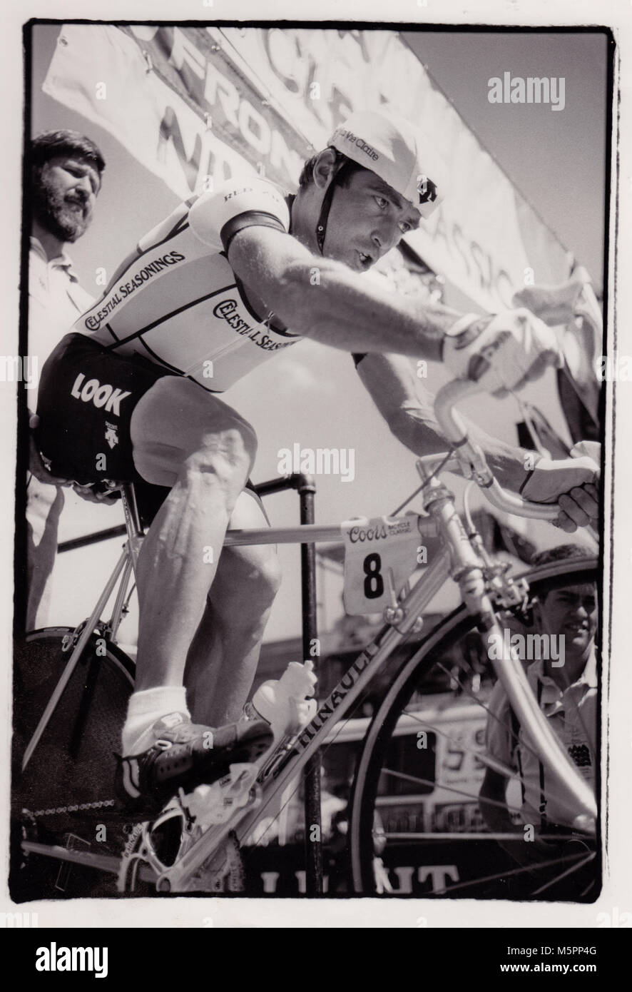 French professional cyclist Bernard Hinault at the starting line of the ...
