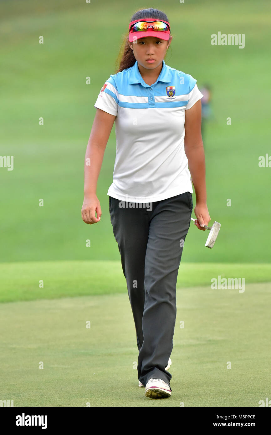 Danau, UKM Bangi - FEBRUARY 11: Megan Lee Zehui walks on the 18th green ...